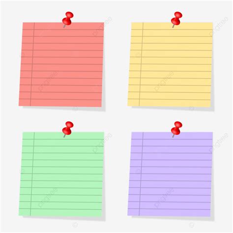 빨간 핀이 있는 스티커 메모 세트 벡터 스티커 메모 노트 종이 Png 일러스트 및 벡터 에 대한 무료 다운로드 Pngtree