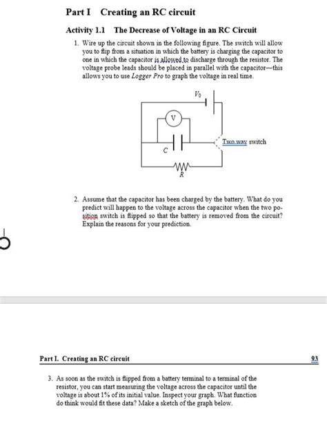 Solved Part I Creating An RC Circuit Activity The Chegg