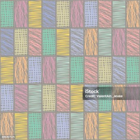 마름모 정사각형으로 원활한 벡터 기하학 패턴입니다 손 끝 없는 배경 질감된 기하학적 그림 그려 포장 웹 배경 벽지 파스텔 그래픽 일러스트 템플릿 가리키기에 대한 스톡 벡터