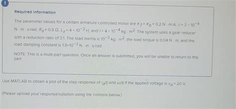 Solved Required Information The Parameter Values For A Chegg Com