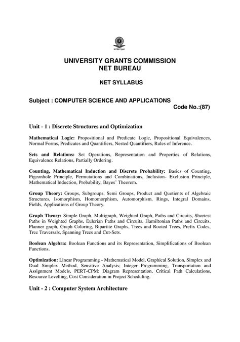 Computer Science And Applications 2023 Syllabus Official University
