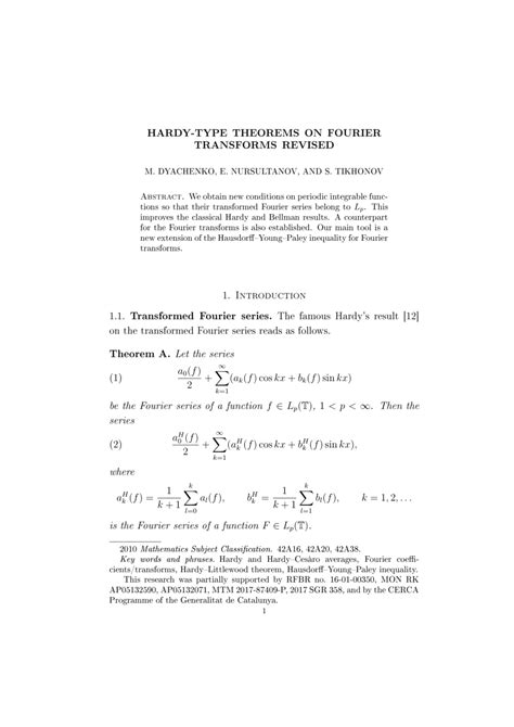 PDF Hardy Type Theorems On Fourier Transforms Revised