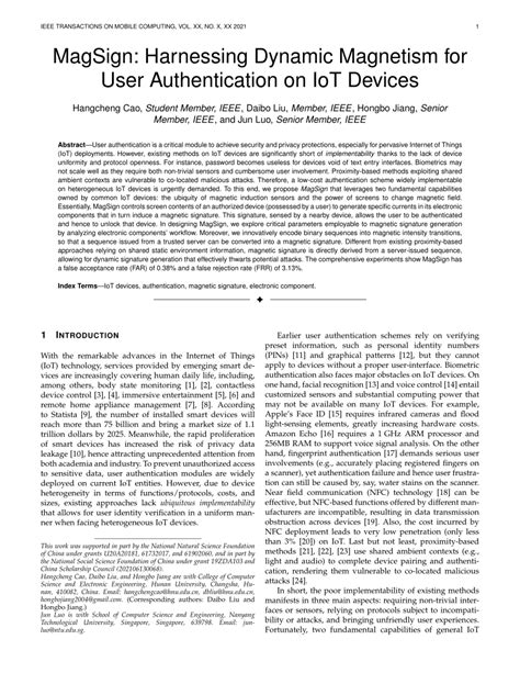 Pdf Magsign Harnessing Dynamic Magnetism For User Authentication On