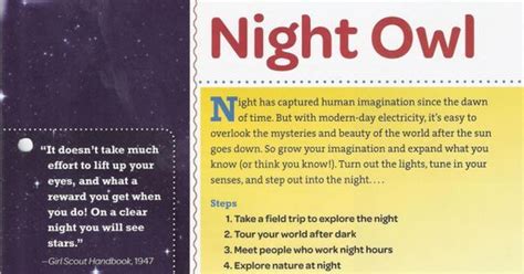 Night Owlpdf Girl Scout Activities Cadette Girl Scout Badges Girl Scout Crafts