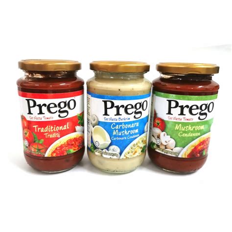 Prego Pasta Sauce Glass Jar 350g Traditional Carbonara Mushroom