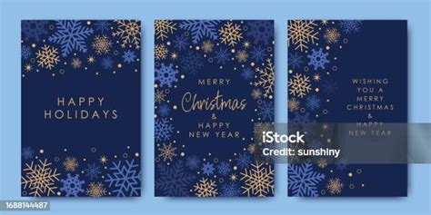 현대 장식 예술의 샘플입니다 메리 크리스마스와 새해 카드와 기업 행사 초대장 파란색과 금색 눈송이와 파란색 배경에 크리스마스 별이 있습니다 겨울 벡터 그림입니다 크리스마스에