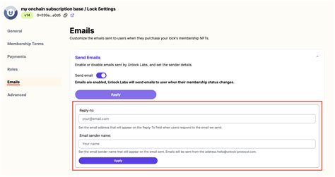 configuring email in unlock labs apps