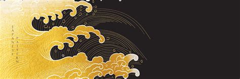 Japanese Background With Hand Drawn Wave Gold Vector Image