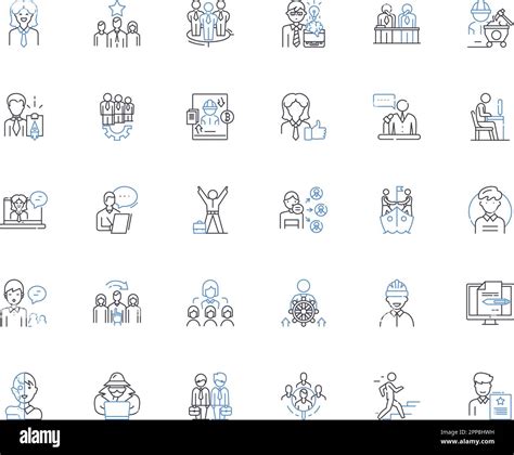 Occupation Field Line Icons Collection Medicine Engineering Law Education Accounting