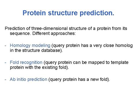 Protein Structure Prediction Protein Folds Fold Definition Two