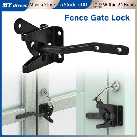 Black Self Locking Gate Latch Automatic Gravity Lever Fence Gate Lock Barn Door Lock For Garden