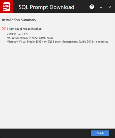 error during sql prompt 9 5 installation for ssms 18 0 support