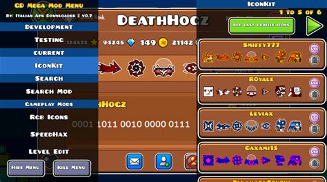 Mod Menu ГД 2 1 с читами и модами для Android