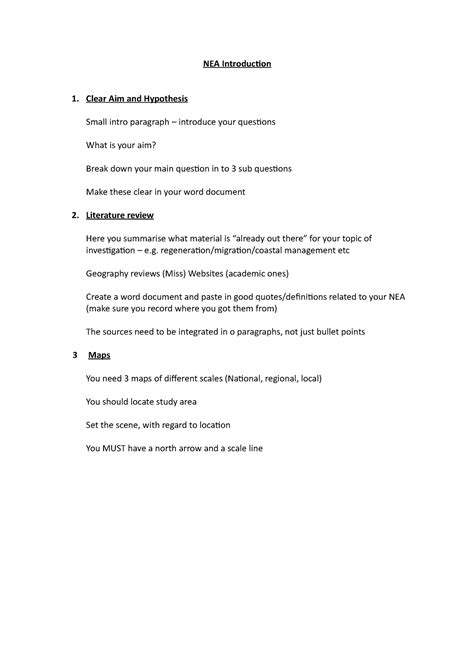 NEA Introduction Lvvvv NEA Introduction Clear Aim And Hypothesis Small Intro Paragraph