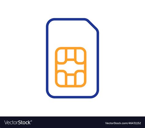 Sim Card Line Icon Phone Cellular Data Sign Vector Image