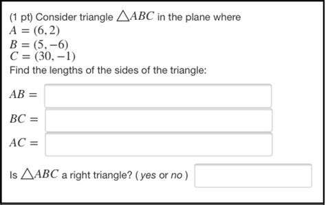 Solved Pt Consider Triangle ABC In The Plane Where A Chegg
