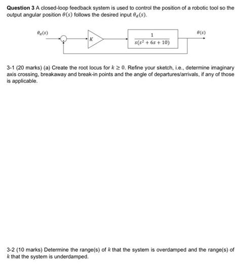 solved question 3 a closed loop feedback system is used to