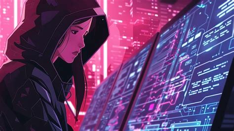 Premium Photo Character Of Tech Savvy Millennial In A Hoodie Coding On Multiple Screens