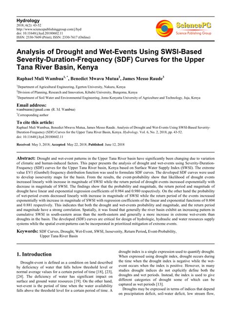 Pdf Analysis Of Drought And Wet Events Using Swsi Based Severity