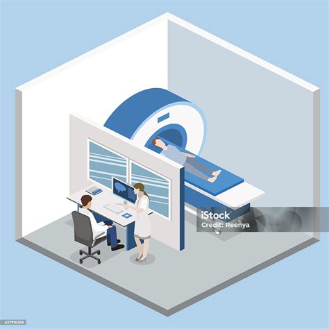 등각평면 3d 개념 벡터 병원 의료mri 웹 일러스트 Mri 스캔에 대한 스톡 벡터 아트 및 기타 이미지 Mri 스캔 3