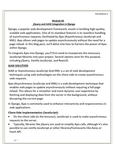 Fsd Module 5 Pdf Ajax Programming Dynamic Web Page