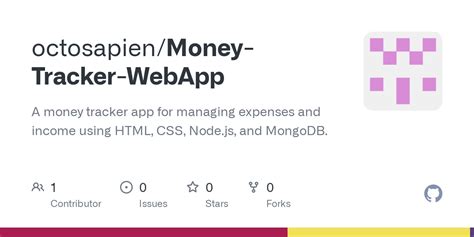 Github Octosapien Money Tracker Webapp A Money Tracker App For