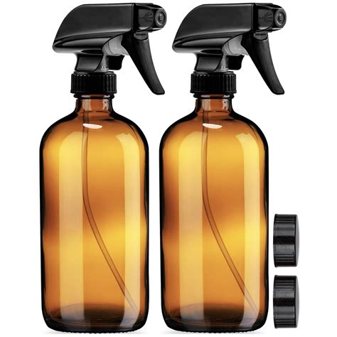 Hpzz Empty Amber Glass Spray Bottles 2 Pack 16oz Refillable Bottle