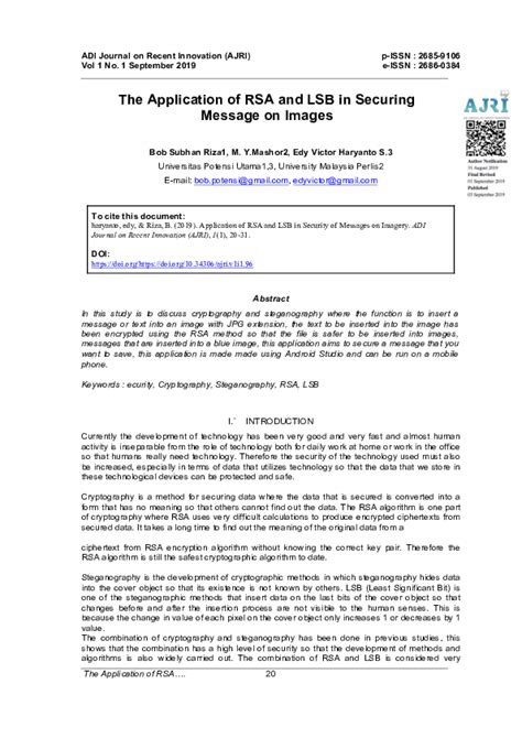 Pdf Securing Messages In Images Using Rsa And Lsb Techniques