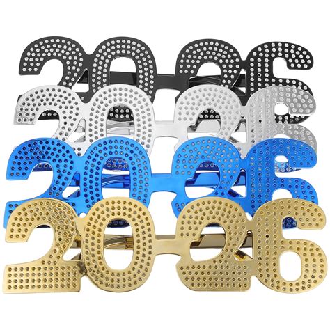 Nicexmas 4pcs Happy New Year Eve Glasses 2026 Creative Design