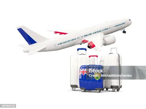 터크스 카이코스 군도의 국기의 수하물 비행기와 함께 3 개의 가방 공항에 대한 스톡 벡터 아트 및 기타 이미지 공항 터크스 앤드 케이커스 제도 가방 Istock