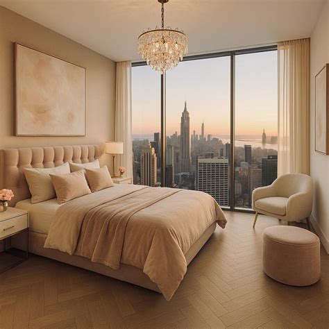 Feminine Luxury Nyc Penthouse Bedroom Blush And Gold Minimalist