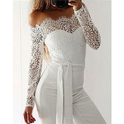 Choies White Lace Jumpsuit Jumpsuits For Women Women Long Sleeve