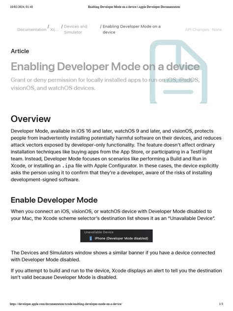 Enabling Developer Mode On A Device Apple Developer Documentation