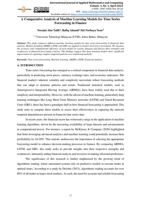 Pdf A Comparative Analysis Of Machine Learning Models For Time Series