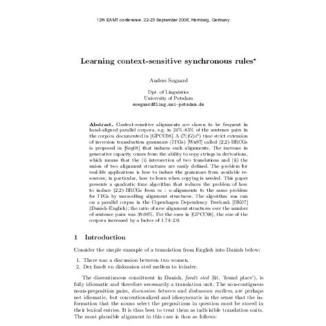 Learning Context Sensitive Synchronous Rules Acl Anthology