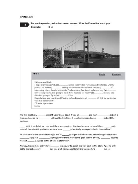 Open Cloze Exercises Pdf