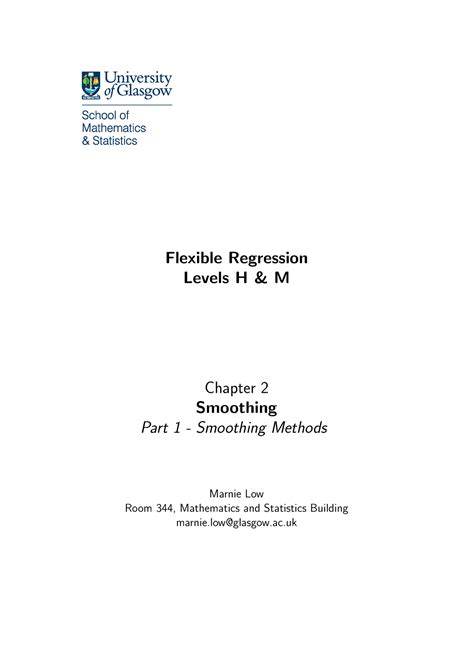 Ch2 Part1 Lecture Notes Chapter Flexible Regression Levels H And M Chapter 2 Smoothing Part 1