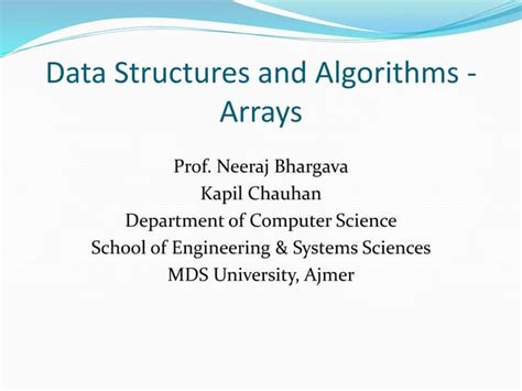 Data Structures And Algorithms Arrays Pptx