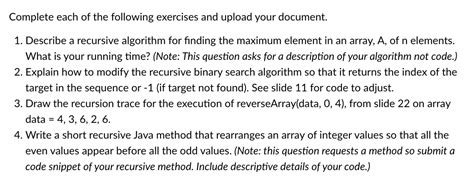 Solved Complete Each Of The Following Exercises And Upload Chegg