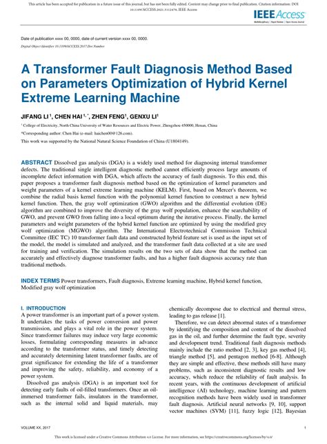 Pdf A Transformer Fault Diagnosis Method Based On Parameters