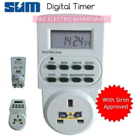 sum 24hrs 13a 3 pin analogue programmable timer 0024 digital plug in