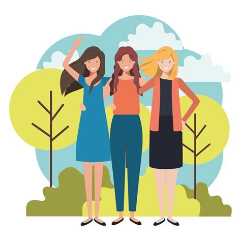 풍경 아바타 캐릭터 여성 프리미엄 벡터