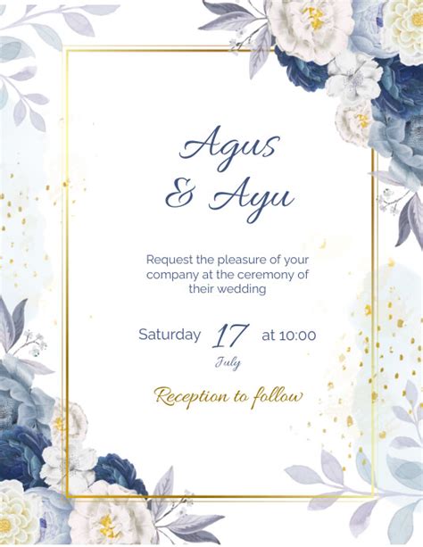 White Invatation Wedding Flyer Us Letter Template Postermywall