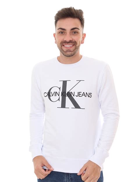 Moletom Calvin Klein Jeans Masculino Ck Gray Logo Branco Compre Agora Dafiti Brasil