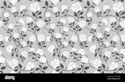Horizontally And Vertically Repeatable Vector Seamless Monochrome Floral Pattern Stock Vector
