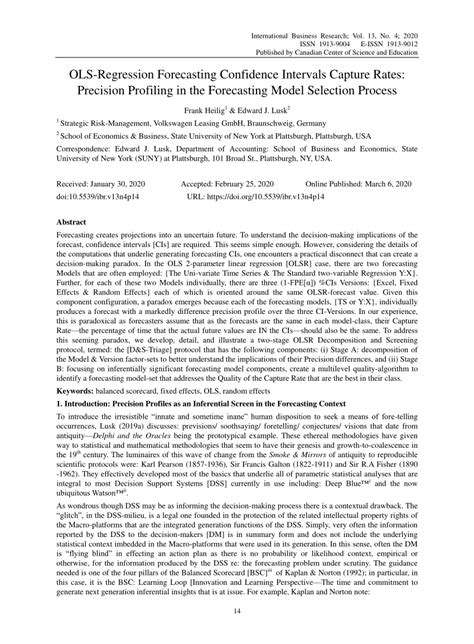 Pdf Ols Regression Forecasting Confidence Intervals Capture Rates Precision Profiling In The