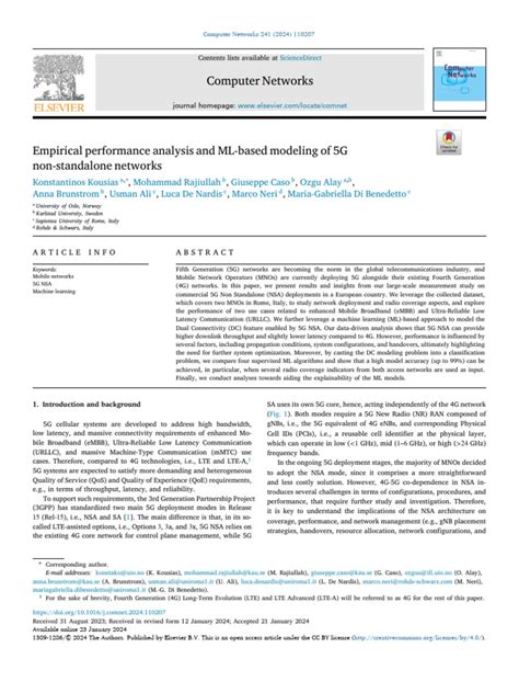 Empirical Performance Analysis And Ml Based Modeling Of 5g 2024 Computer Net 2 Pdf 4 G