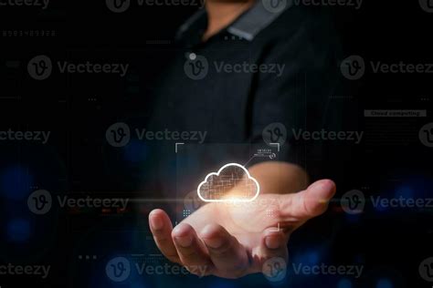Businessman Showing Cloud Computing Concept Futuristic Technology