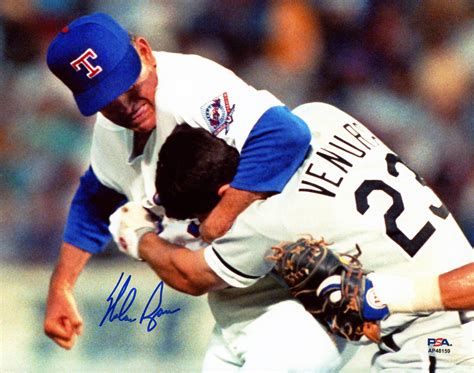 Nolan Ryan Autographed Framed 8x10 Photo Texas Rangers Fight Vs Robin Ventura Psadna Stock