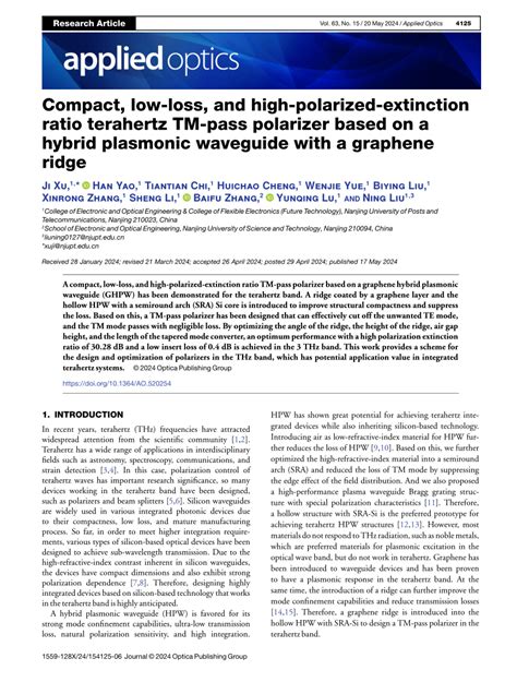 Compact Low Loss And High Polarized Extinction Ratio Terahertz Tm Pass Polarizer Based On A